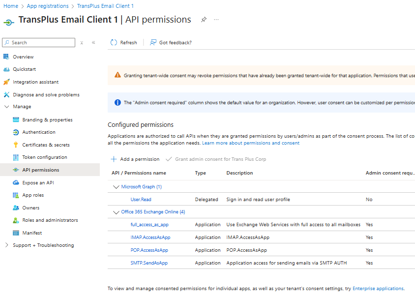Office 365 Mail Setup to use OAuth2 for SMTP Authentication